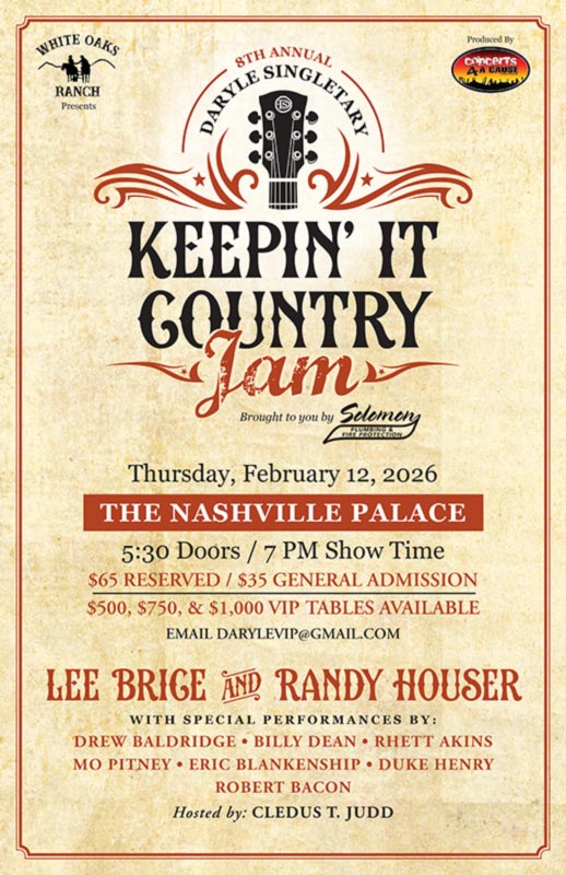 LEE BRICE & RANDY HOUSER SET TO HEADLINE 8TH ANNUAL DARYLE SINGLETARY ...
